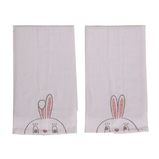 Transpac Cotton 27" White Easter Embroidered Dottie Tea Towels Set of 2 - N/A - Bed Bath ...